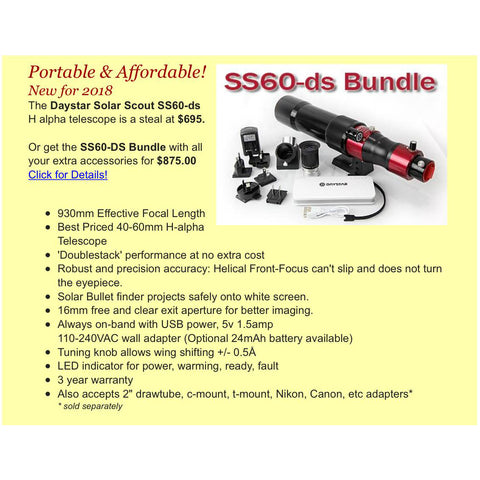 Buy Daystar 60mm-ds Solar Scout Solar Telescope Bundle – Stellar Telescope